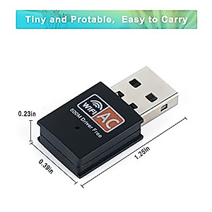 USB WiFi Adapter, 5G/2.4G Dual Band Wireless USB WiFi Adapter for PC, 600Mbps High Speed WiFi Adapter for Desktop PC, Linccras WiFi Dongle Support Windows 7/8/10 and Mac