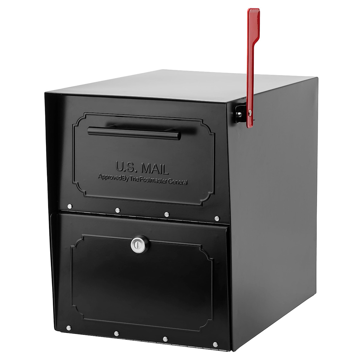Architectural Mailboxes Oasis TriBolt Galvanized Steel, Locking Post Mount Mailbox, Compatibility Code H, 620020B-10, Black, Extra Large Capacity