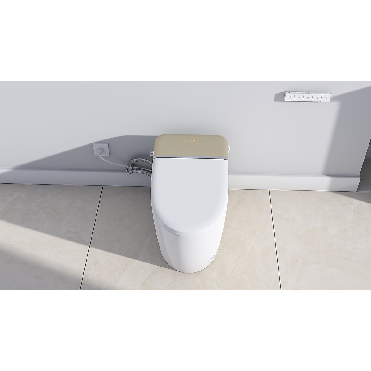 WIIS' IDEA Smart Toilet, Elongated One Piece Bidet Toilet with Bidet Built In, Tankless Smart Bidet Toilet with Auto Open Close, Auto Flush, Foot Sensor, Heated Bidet Seat, LED Display, Night Light