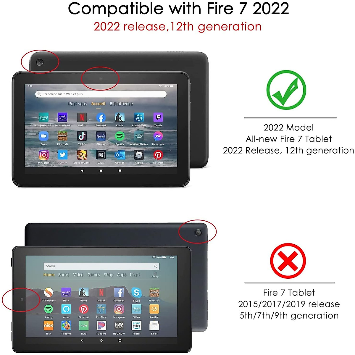 BMOUO Kids Case for All New Fire 7 Tablet (12th Generation,2022 Release), Fire 7 Tablet Case, Fire 7 2022 Case, Shockproof Handle Stand Kids Case for Amazon Fire 7 Tablet 2022 Latest Model 7", Blue