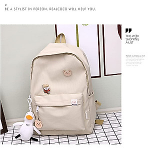 DIRUQSD Backpack for Girls Kids Large School Bags for Teenage Girls with USB Port Canvas Schoolbag (White)Backpacks for Girls,School Backpack Travel Backpacks Bookbag for Women & Me