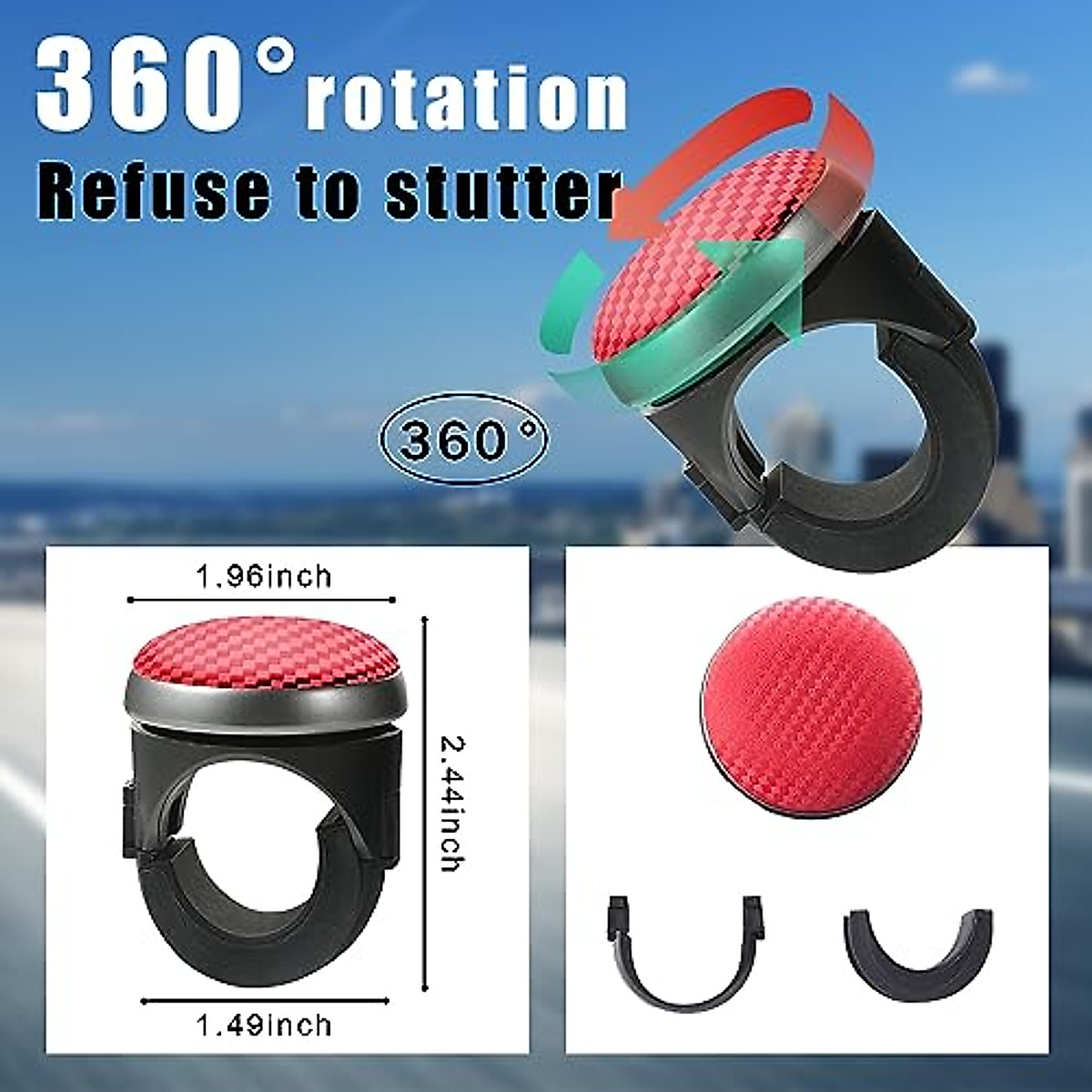 Pincuttee Steering Wheel Power Handle Spinner Knob,Carbon Fiber Steering Wheel Knob,Universal for Cars/Trucks/Tractors/Mowers/Forklifts,Steering Wheel Accessories(Carbon Fiber-Red,1PC)