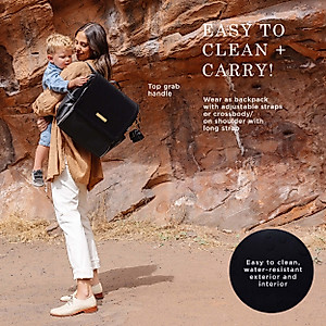 Petunia Pickle Bottom Boxy Backpack, Diaper Bag, Stylish Baby Bag, Spacious Backpack, On-The-Go Moms, Twilight Black