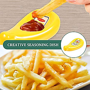 NUOBESTY Ceramic Soy Dipping Bowl Creative Tomato Ketchup Bottle Shaped Sauce Seasoning Dish Porcelain Mustard Serving Plate Dinnerware For Home Restaurant (Yellow)