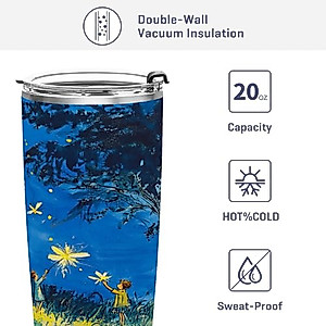 sanluoli Firefly Lighting Up Summer Night Stainless Steel cups for men with Lid and Straw travel mug for Water, Iced Tea or Coffee modern insulated tumbler 20 OZ