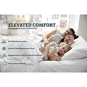 Digital Decor Set of Two 100% Cotton Hotel Down-Alternative Made in USA Pillows - Three Comfort Levels! (Silver, Standard)