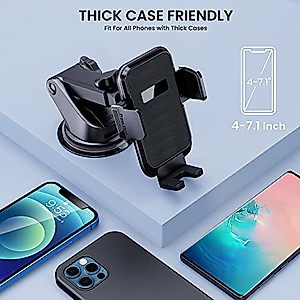 Phone Mount for Car Phone Mount [Military-Grade Super Suction] Phone Holder Car Mount for iPhone Automobile Cell Phone Accessories For Dashboard Windshield Air Vent Fit All iPhone Android Smartphones
