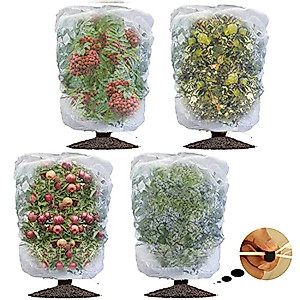 4.92x3.94 FT 4 Packs Garden Plant Netting Insect Bird Barrier Netting Mesh with Drawstring Bug Netting Plant Pest Barrier Covers Bags Protection Netting Covers Bags Plant from Insect Bird Eating