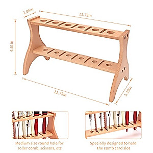 Hair Comb Holder Barbershop Vanity Bathroom Supplies Accessories Organizer Tray Wood Rustic Holder, Makeup, Styling Tools Rack