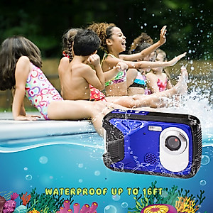 Waterproof Camera Underwater, Vmotal Full HD 1080P Waterproof Digital Camera 2.8" LCD 21MP Rechargeable Point and Shoot Cameras Underwater Camera for Snorkeling (Blue)
