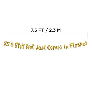 55th Birthday Gold Glitter Banner - Happy 55th Birthday Party Decorations