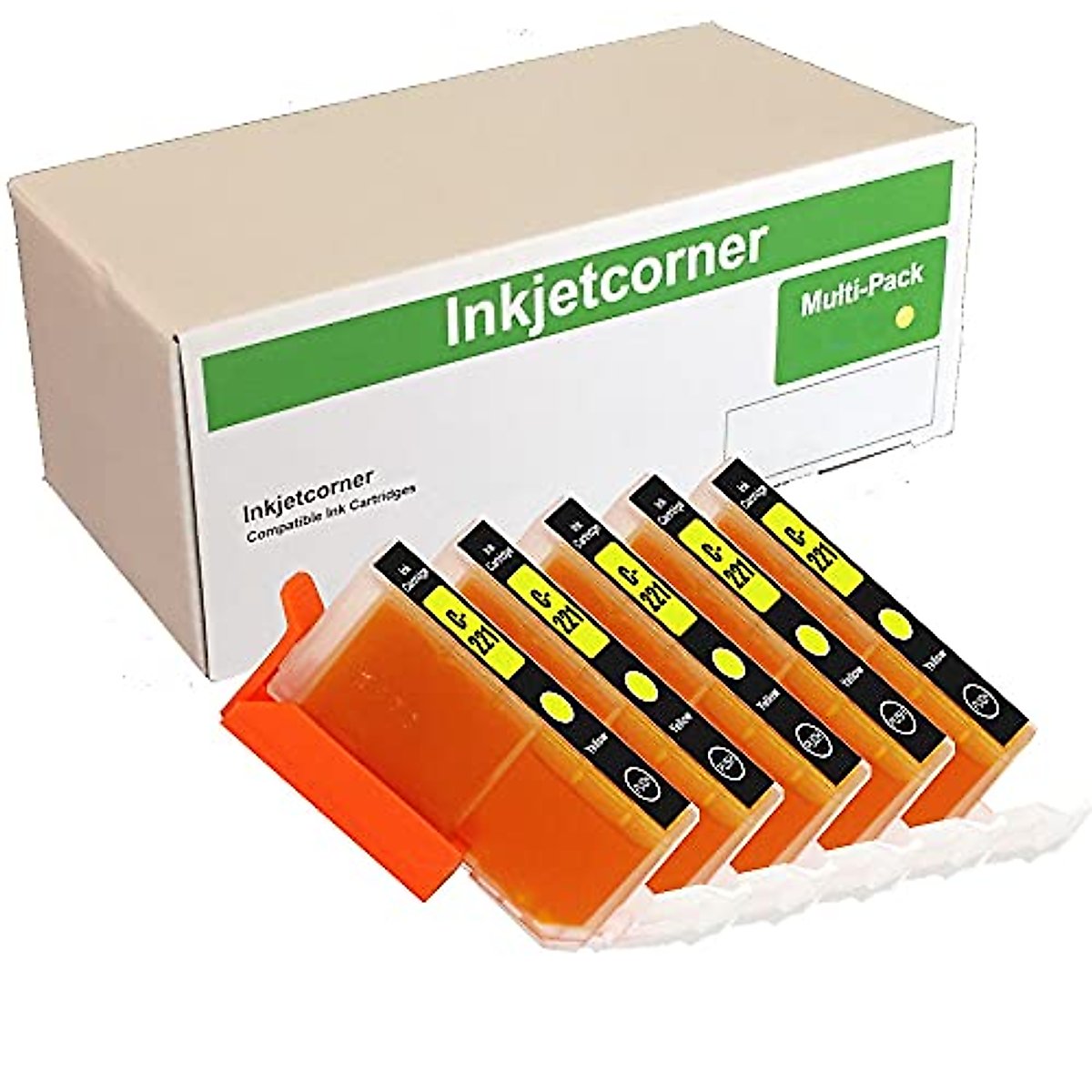 Inkjetcorner Compatible Ink Cartridge Replacement for CLI-221Y CLI-221 for use with iP3600 iP4600 iP4700 MP560 MP620 MP640 MX860 MX870 (Yellow, 5-Pack)