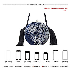 Fawzia Velvet Sequin Embroidery Wedding Clutch Evening Bags-Navy Blue