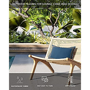 Recliner Head Pillow Ledge Loungers Chair Pillows with Insert Chinese Style Pattern Blue Background Lumbar Pillow with Adjustable Strap Outside Patio Decorative Garden Cushion for Bench Couch, 2 PCS