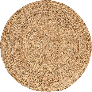 Unique Loom Braided Jute Collection Area Rug - Dhaka (4' 1" Round, Natural)