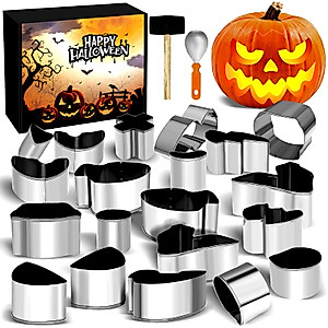 ZMCINER 23 PCS Pumpkin Carving Kit Heavy Duty Stainless Steel Pumpkin Carving Tools Simple & Safe Pumpkin Carving Kit for Kids & Adults