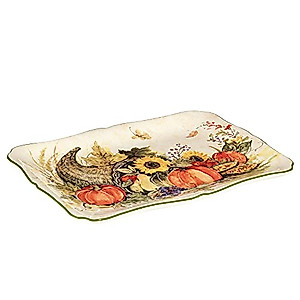 Certified International Harvest Morning Rectangular Platter, 14'' x 10'', Multicolor