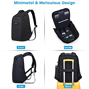 oscaurt Laptop Backpack, Theftproof Travel Backpack, Hidden Zipper Bag with USB Charging Port, Water Resistant Business Back Pack for Student Work Men & Women New Version Black