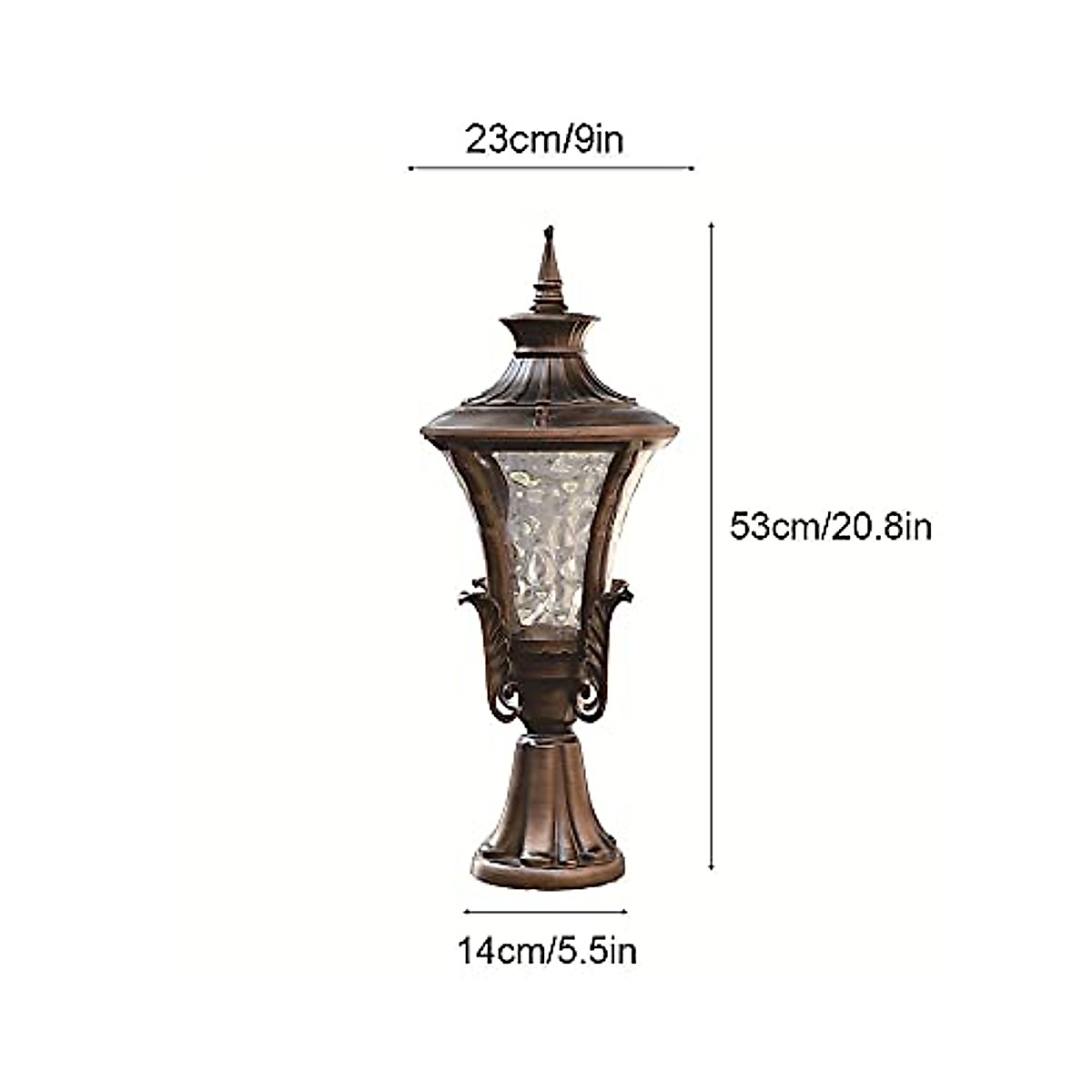 KAIKEA European Brown Outdoor Post Light Fixture Aluminum with Glass Outdoor Post Lamps for House Pillar Light Backyard Outside Deck Garage Yard Garden Driveway Home E27 Patio Post Lamps