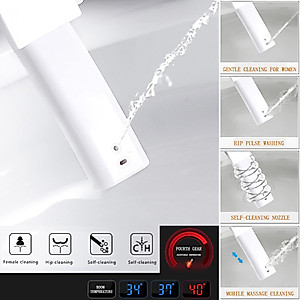 Smart Toilet with Bidet Built In - Modern Bidet Toilet with Remote Control, Into the Seat Wet Wall, Temperature Controlled, Wash Functions and Air Dryer, Siamese Automatic Toilet with Water Tank