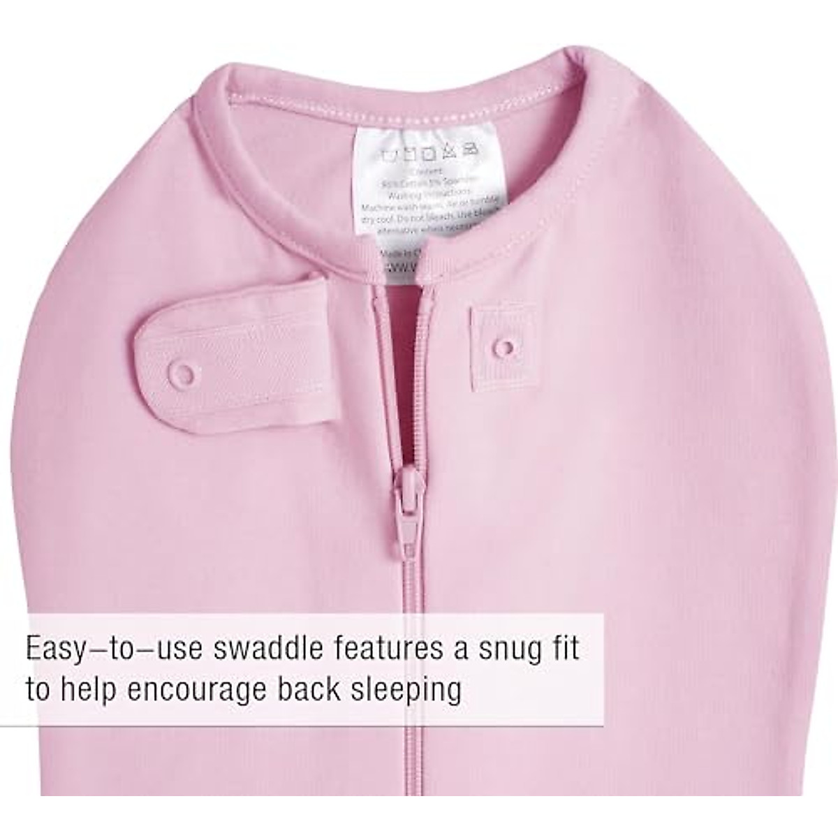 Woombie Simply Baby Swaddling Blanket I Soothing, Cotton Baby Swaddle I Wearable Baby Blanket, Pink Blush, 0-3 Months