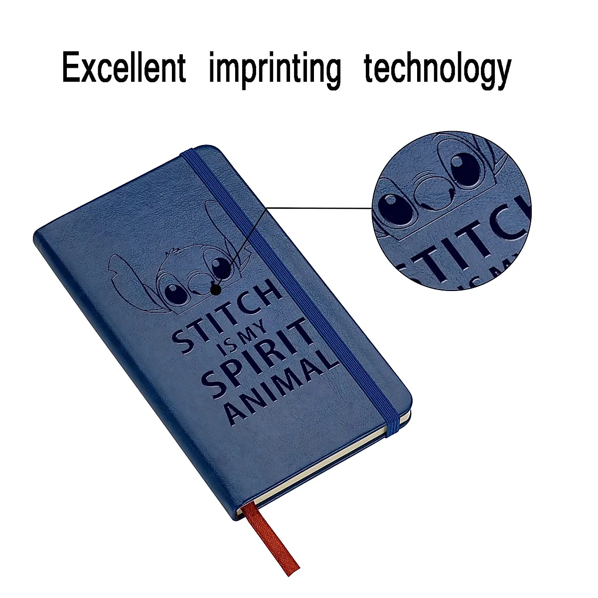 JOHSBYD Stitch Gifts Leather Notebook Lilo & Stitch Journal Notebook for Stitch Lover Gifts Stitch is My Spirit Animal Leather Notebook for Son Daughter (A6 Blue)