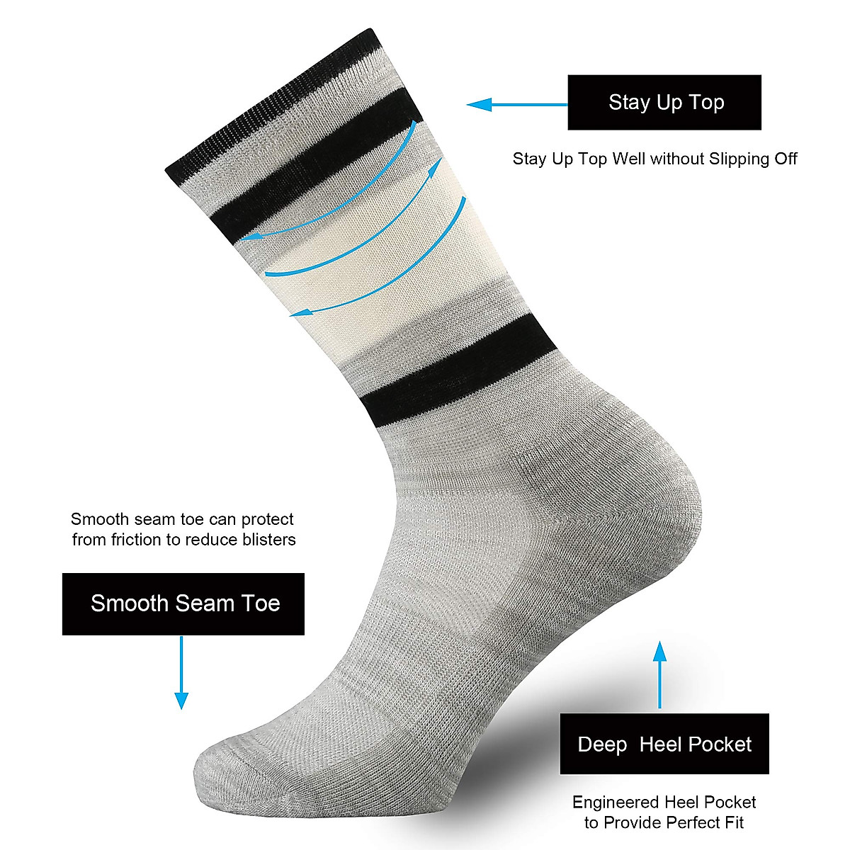 ONKE Merino Wool Cushion Crew Socks for Women Ladies Colorful Casual Dress Outdoor Trail Hiking Hike All Seasons Medium Warm(Multicolor5)