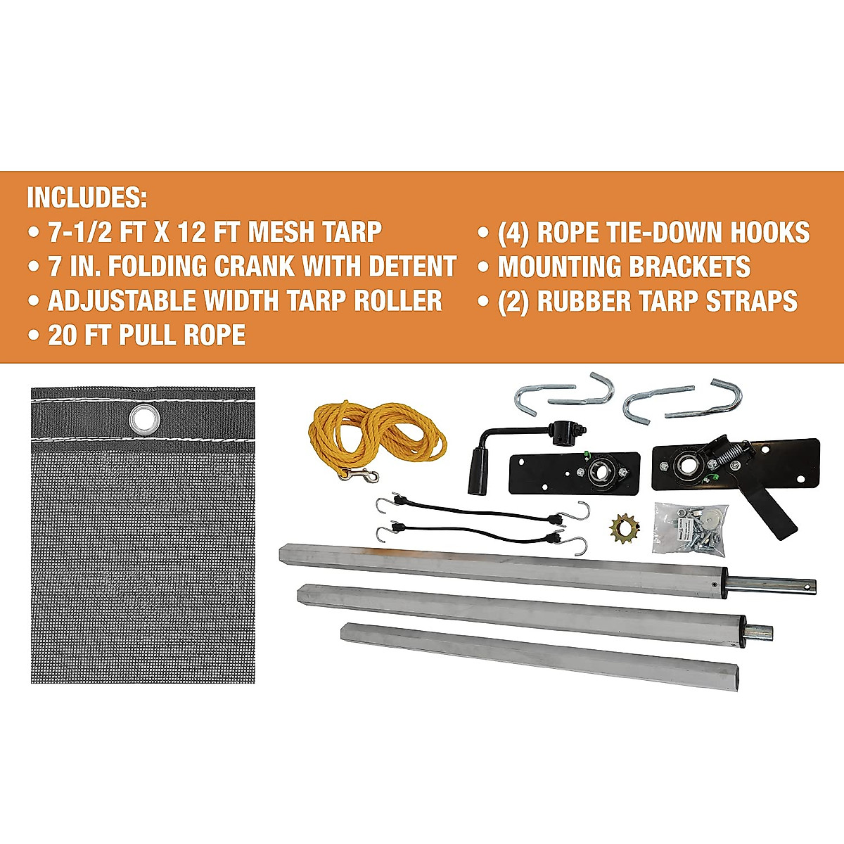 Buyers Products DTR7012 Aluminum Tarp System with Mesh Tarp, 7 x 12 Feet