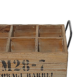Deco 79 Wood 6 Bottle Wine Holder with Handles, 16" x 9" x 8", Brown