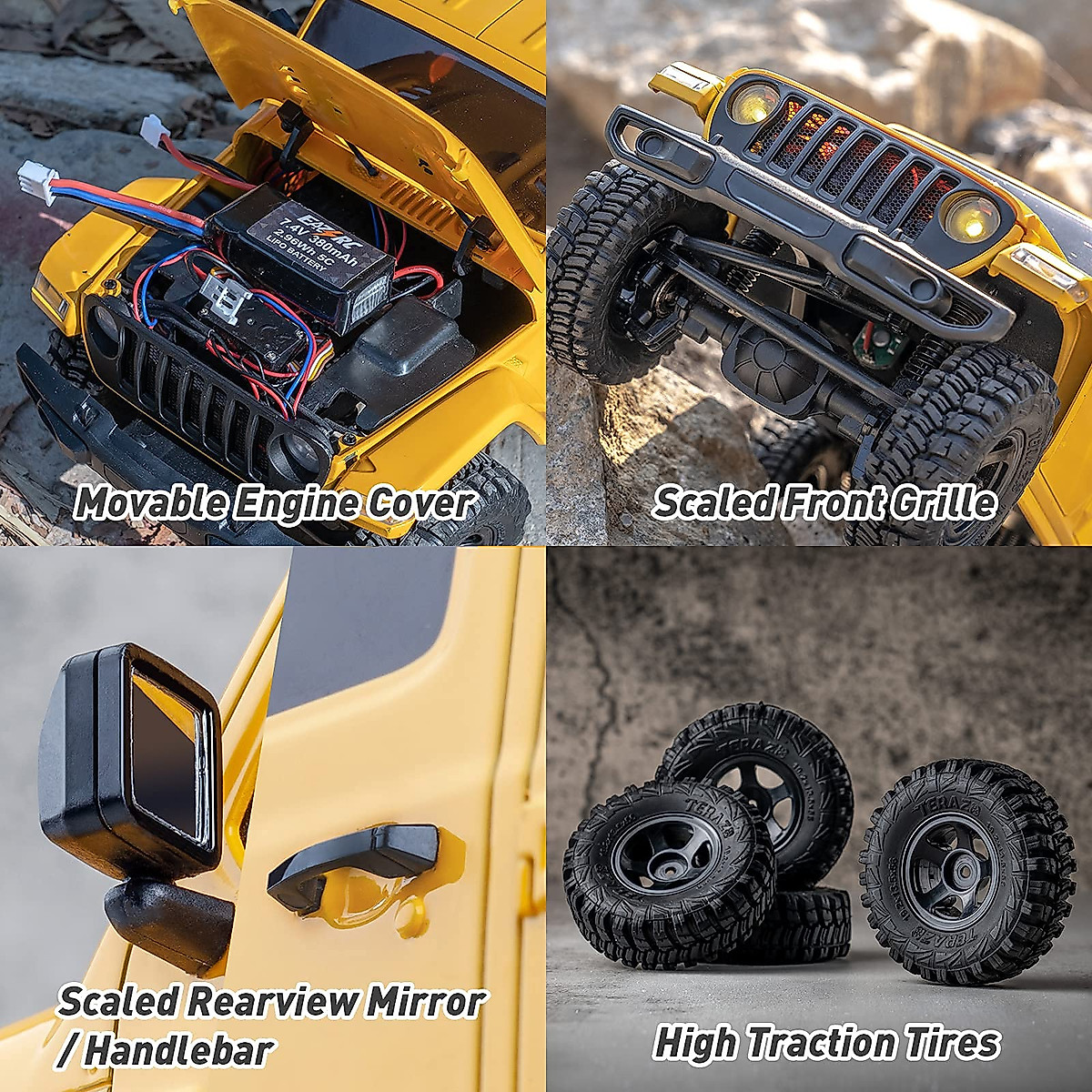 WOWRC 1/18 RC Crawler, Mini RC Rock Crawler for Adults, 2.4GHz 4WD RC Cars with Battery Charger (Arizona)