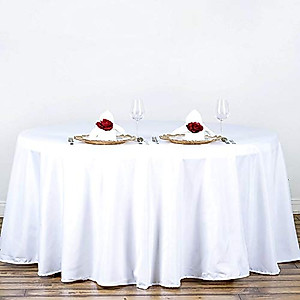 Surmente Tablecloth 120 Inch Round Polyester Table Cloth for Weddings, Banquets, or Restaurants (White) …