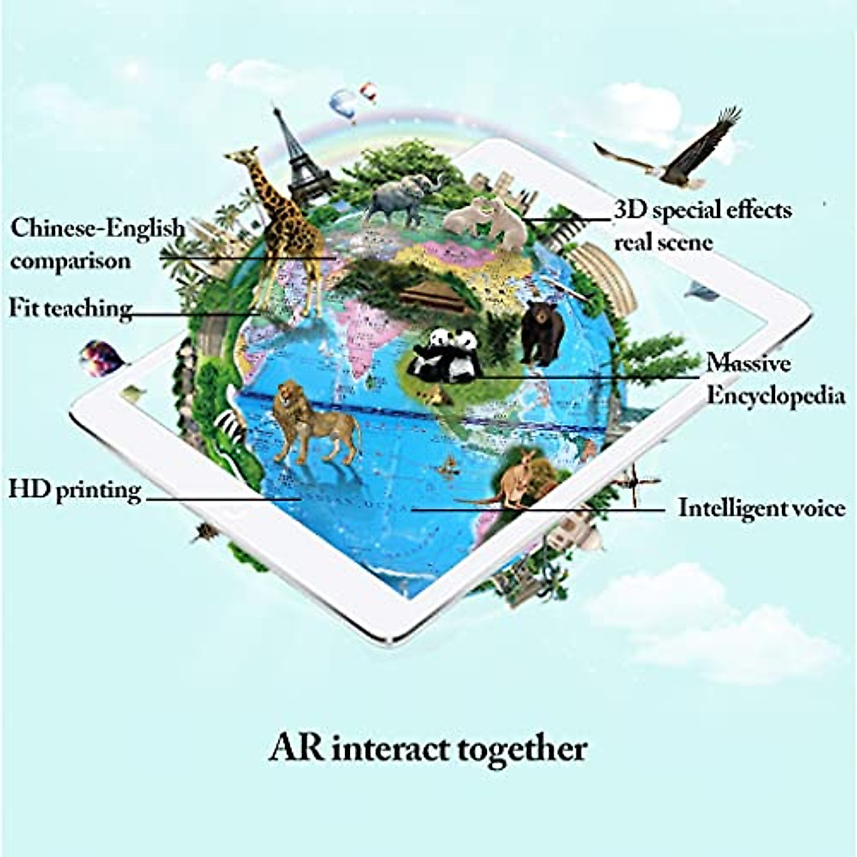 geographic globe Interactive Globe LED Illuminated Constellations At Night AR Educational Globes Of The World With Stand Smart Globe For Kids world globe gift (Diameter 25cm/9.8in+