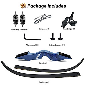 OBTOUTDOOR Black Hunter Original Takedown Recurve Bows for Adults Archery Recurve Bow Set 60" 20-60 lbs Right Hand for Outdoor Targets Practice Hunting Training Competition (Blue-60lbs)