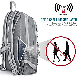 G4Free Mini 12L Hiking Backpack RFID Small Rucksack Compact Multipurpose Daypacks for Men Women Camping Walking Daytrip, Light Grey