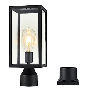 Windben Outdoor Post Light,Lamp Post Light Fixture,Post Lantern with Pier Mount Base,Matte Black,6in,Suitable for Gardens, Yards, Balconies, passages or entrances, etc