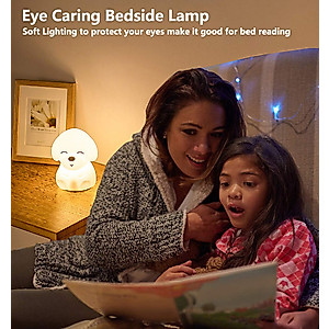 Kids Night Light, Remote Control Soft Silicone Puppy Dog Night Lamp Baby Nursery Night Lights Rechargeable, Color Changing Bedside Night Light for Children Infant Toddler Teen Girls Boys with Timer