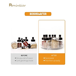 Roninkier Clear Lazy-Susan Organizer with 5-Removable-Bins - 11 Inch Round Plastic Rotating Storage Container for Cabinet, Pantry, Kitchen, Fridge, Vanity