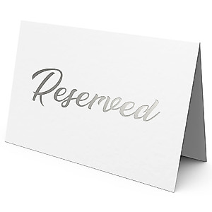 10 Pack Silver Reserved Table Signs for Wedding Party Restaurant - Reserved Signs for Wedding - Double Sided Reserved Table Signs - Silver Reserved Signs for Tables - Silver Tent Reservation Cards