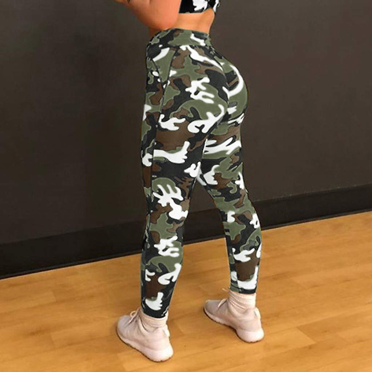 Handyulong Womens Camo Cargo Pants High Waist Casual Hiking Outdoor Baggy Joggers with Pockets Sports Trouser Pants