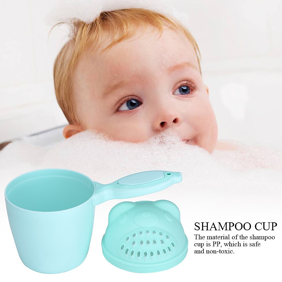 Zerodis Kids Shampoo Rinse Cup Newborn Bath Shower Flusher Baby Bath Waterfall Rinser for Protecting Infant Eyes(Green)