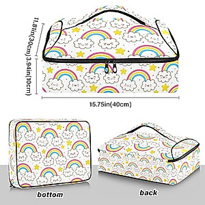 Kcldeci Insulated Thermal Food Carrier Insulated Casserole Carrier for Hot or Cold Food,Cute Cartoon Clouds Rainbows and Stars (1) Insulated Tote Bag for Potluck Cookouts Parties Picnic,Lasagna Lugger