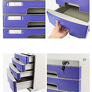 Flat File Cabinet Office Drawer Storage Box Desktop 14- Layers Lockable Organizer Confidentiality Plastic Blue A4 Archive Cabinet, (Size: 295394430mm)