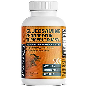 Bronson Glucosamine Chondroitin Turmeric & MSM Advanced Joint & Cartilage Formula, Supports Healthy Joints, Mobility & Cartilage - Non-GMO, 90 Capsules