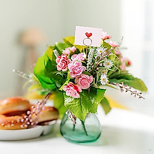 KIMOBER 30PCS Metal Floral Place Card Holder,13.4 Inch Golden Round Flower Picks Photo Memo Clips Gift Card Holder for Flower Arrangements,Wedding and Birthday Party