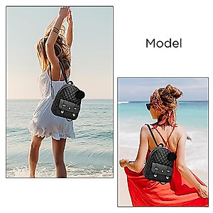 I IHAYNER Backpack Purse for Women 3PCS Leather Cute Small Backpack Purse with Pompom Mini Backpack for Women Travel Backpack (Black)