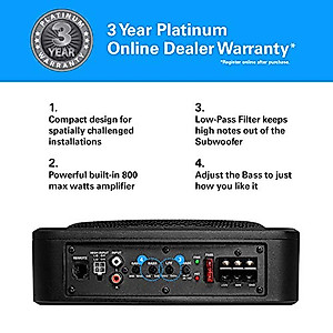 BOSS Audio Systems BAB8 Amplified Car Subwoofer - 800 Watts Max Power, Low Profile, 8 Inch Subwoofer, Remote Subwoofer Control, Great for Vehicles That Need Bass But Have Limited Space