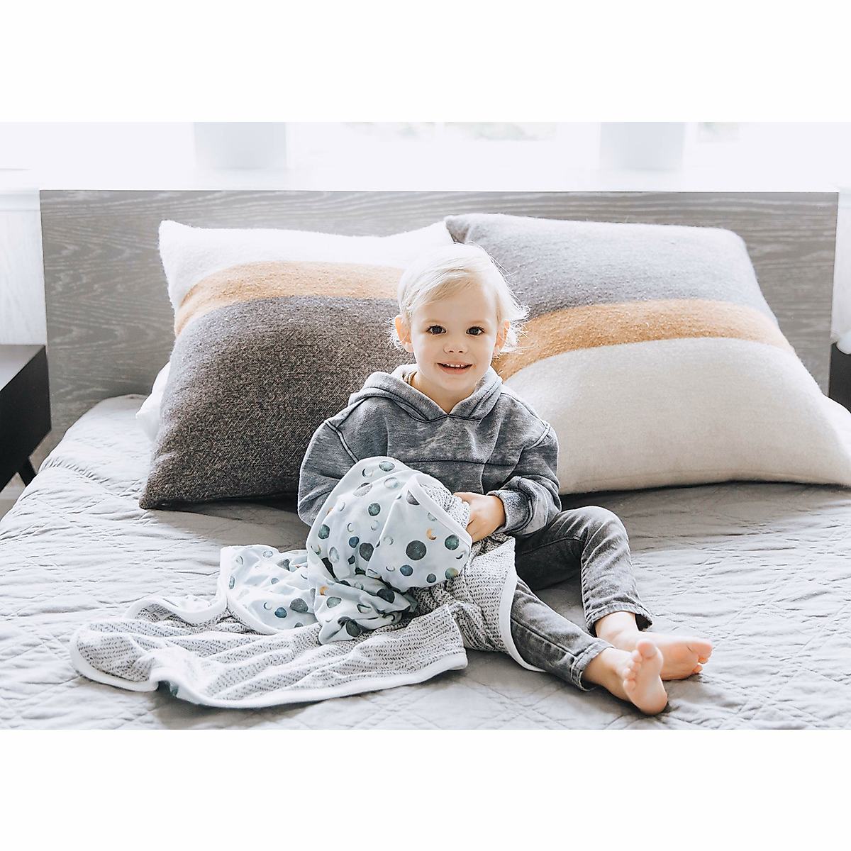 Large Premium Knit Baby 3 Layer Stretchy Quilt Blanket Lunar by Copper Pearl