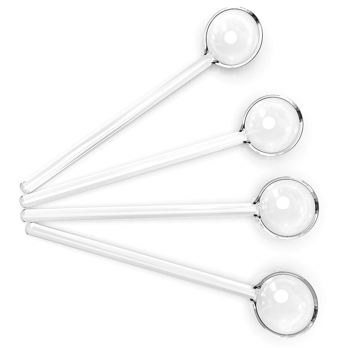 Teabloom Glass Stirring Spoons – Set of 4 Crystal Clear Petite Teaspoons (5.3 inches) – Coffee or Tea Glass Stirrers – Heat-Resistant and Toxin-Free Borosilicate Glass – Dishwasher Safe
