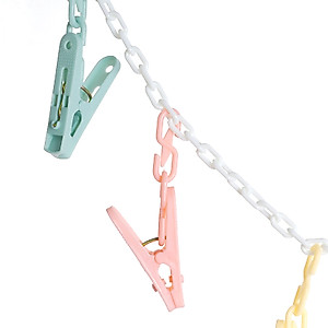 2 Pieces Plastic Toy Chain Organizer Animal Storage Chain with 40 Pieces Plastic Clips, 2 Pieces Ceiling Hook for Hanging Plush Toys Hats Socks and Cards