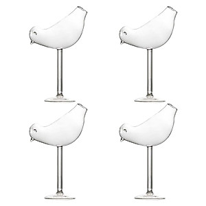 Angoily 4pcs Cocktail Glass Bird Glasses Drinking Bird Shaped Cocktail Wine Glass Champagne Coupe Glass Martini Goblet Cups Glassware for Home Bar Club Party
